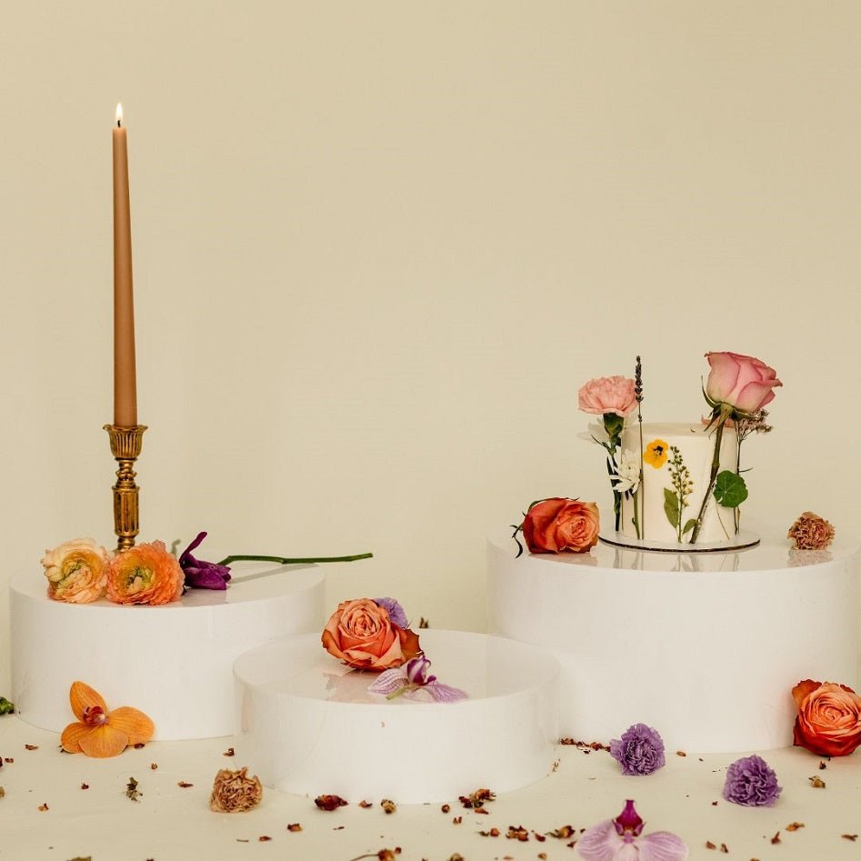 Round Acrylic Food Display Risers | Plinths New York